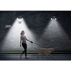 Solar Lights Outdoor, Solar Wall Light Solar Motion Lights, Human Body Induction Solar Wall Lights with Dual Head Spotlights, 30 LED Waterproof Lights, Solar Powered Light for Garden, Backyard(2 Pack)