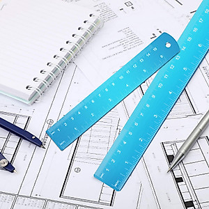 Stainless Steel Ruler and Metal Rule Kit with Conversion Table (Blue, 12 Inch, 6 Inch)