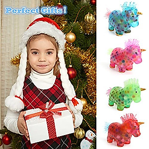 VOMAOK 4 Pack Unicorn Stress Balls Fidget Squishy Toys for Kids Boys Girls Christmas Stocking Stuffers Gifts (Unicorn)