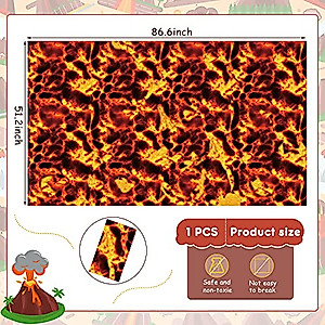 Lava Tablecloth Volcano Decorations Halloween Plastic Table Covers Lava Party Supplies Volcano Tablecloth Fire Table Covers Waterproof Oil Resistant Tablecloth for Home Party Decor (1 Piece)