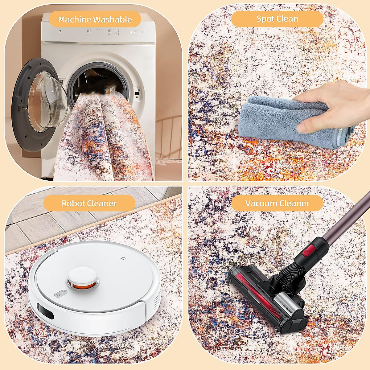 DELISEPT Washable Runners for Hallways 2x6 Runner Rug Non Slip Soft Kitchen Runner Rugs Abstract Non Skid Accent Print Faux Wool Carpet Runners for Entryway Laundry Room Entrance, Pink/Multi