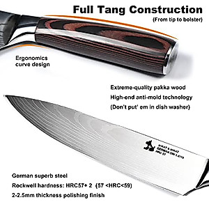 MHAT & MHAT 9pcs Essential Kitchen Knife Block Set Pro, Ergonomic Pakkawood Handle, Sharper steel