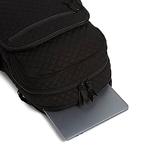 Vera Bradley Women's Cotton Campus Backpack, Black - Recycled Cotton, One Size