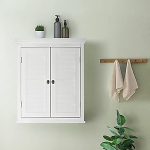 Elegant Home Fashions Glancy One Shutter Doors Wooden Corner Stand Floor Cabinet White & Teamson Home Glancy Detachable Bathroom Cabinet, White