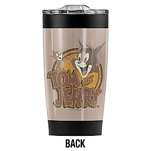 Logovision Tom and Jerry Water Damaged Stainless Steel Tumbler 20 oz Coffee Travel Mug/Cup, Vacuum Insulated & Double Wall with Leakproof Sliding Lid | Great for Hot Drinks and Cold Beverages