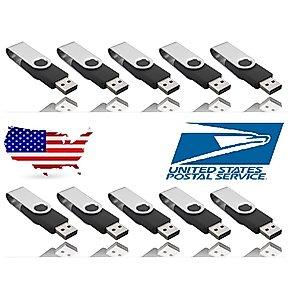 USA, (Black) Wholesale 10 Pack U Disk Bulk Pack USB Flash Drives Swivel Thumb Drive Memory Stick (10 Pack - 16MB (Not GB))