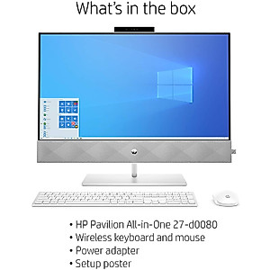 HP Pavilion All-in-One 27-d0230z, AMD Ryzen 7 4800H 16 GB DDR4 1TB HDD 256GB PCIe NVMe M.2 SSD 27" Diagonal FHD Display, Windows 11 Home