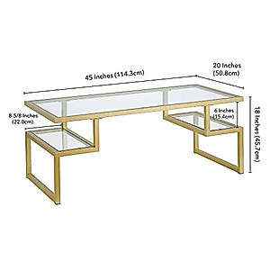 Zander 45'' Wide Rectangular Coffee Table in Brass