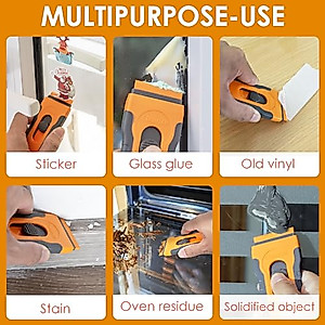 100Pcs Plastic Razor Blade Scraper with Retractable Blade: Without Damaging Surfaces Cleaning Tool for Adhesive Remover, Sticker Remover, Labels, Paint, Work on Cars, Windows, Trucks, Mailboxes