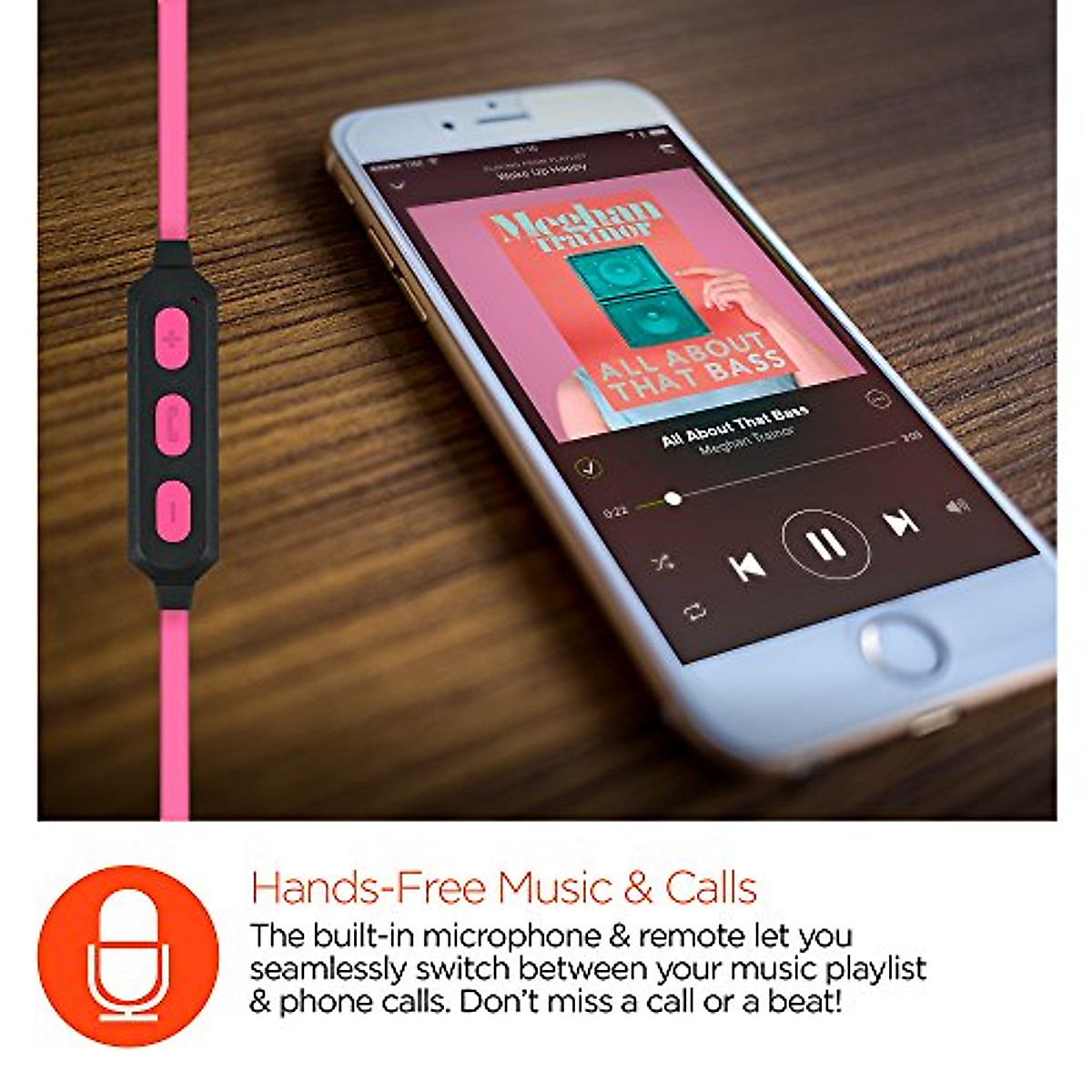 HyperGear Marathon Sport Wireless Bluetooth Earphones. Hands-free Music + Mic For Calls. Secure Fit & sweatproof For The Gym, Running & Walking (Pink)