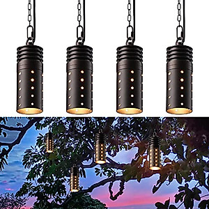LEONLITE Low Voltage Hanging Lights Outdoor, LED Landscape Pendant Lights, UL Listed, 12V Hanging Tree Light for Gazebo, Pergola, Garden, Aluminum, IP65, 2700K Soft White, Oil Rubbed Bronze, Pack of 4