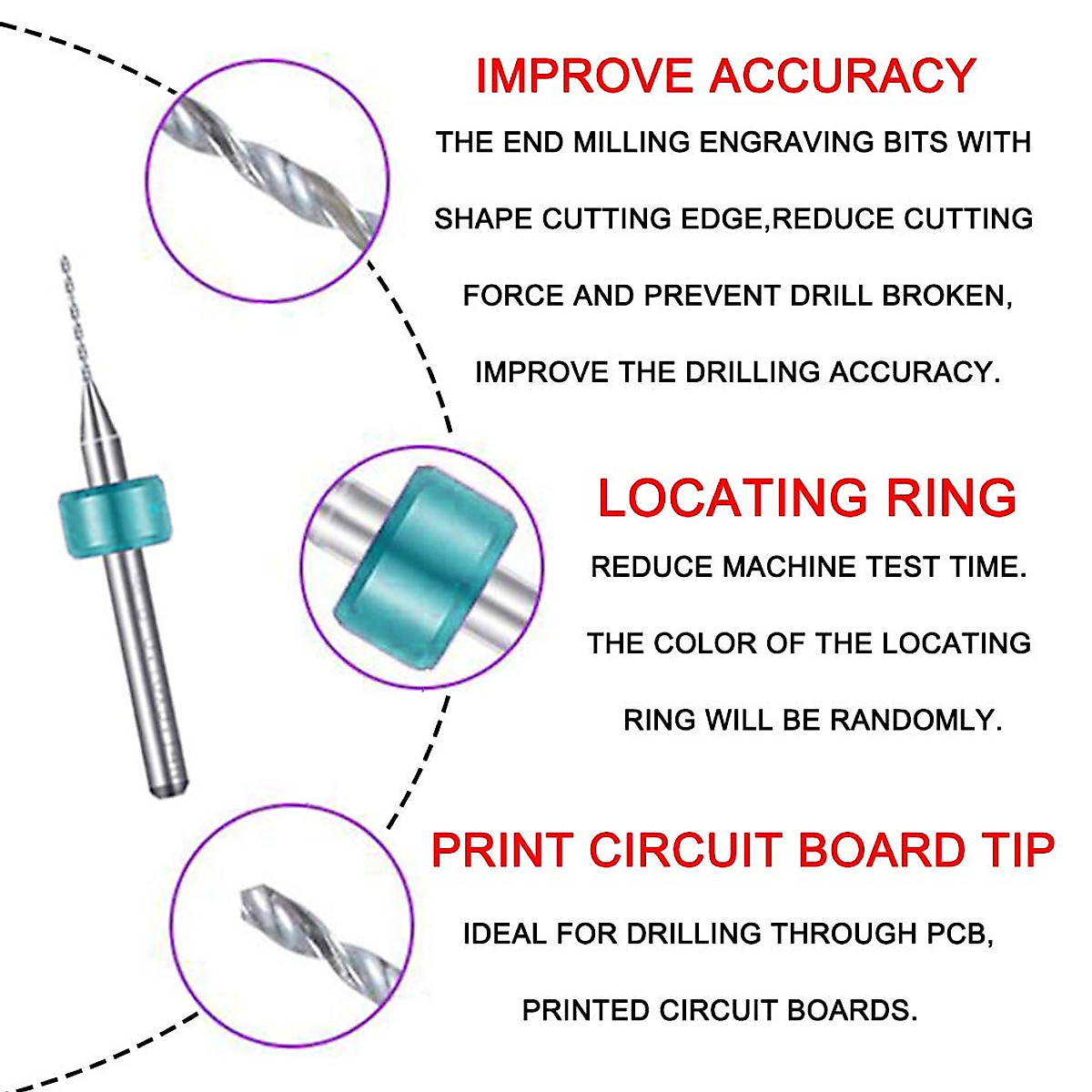 Micro Drill Bits - 10Pcs 0.3mm to 1.2 mm Tungsten Carbide PCB Print Circuit Board Tip Rotary Tool Jewelry CNC Engraving Drill Bits Set for PCB Circuit Board, Dremel PCB Jewelry Making (0.3-1.2mm)