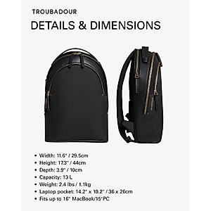 Troubadour Momentum Backpack - Multipurpose Luxury Backpack - Made from Lightweight, Waterproof, Vegan Materials - Spacious Organization - Perfect for Travel, Business, School, the Gym, or On-The-Go