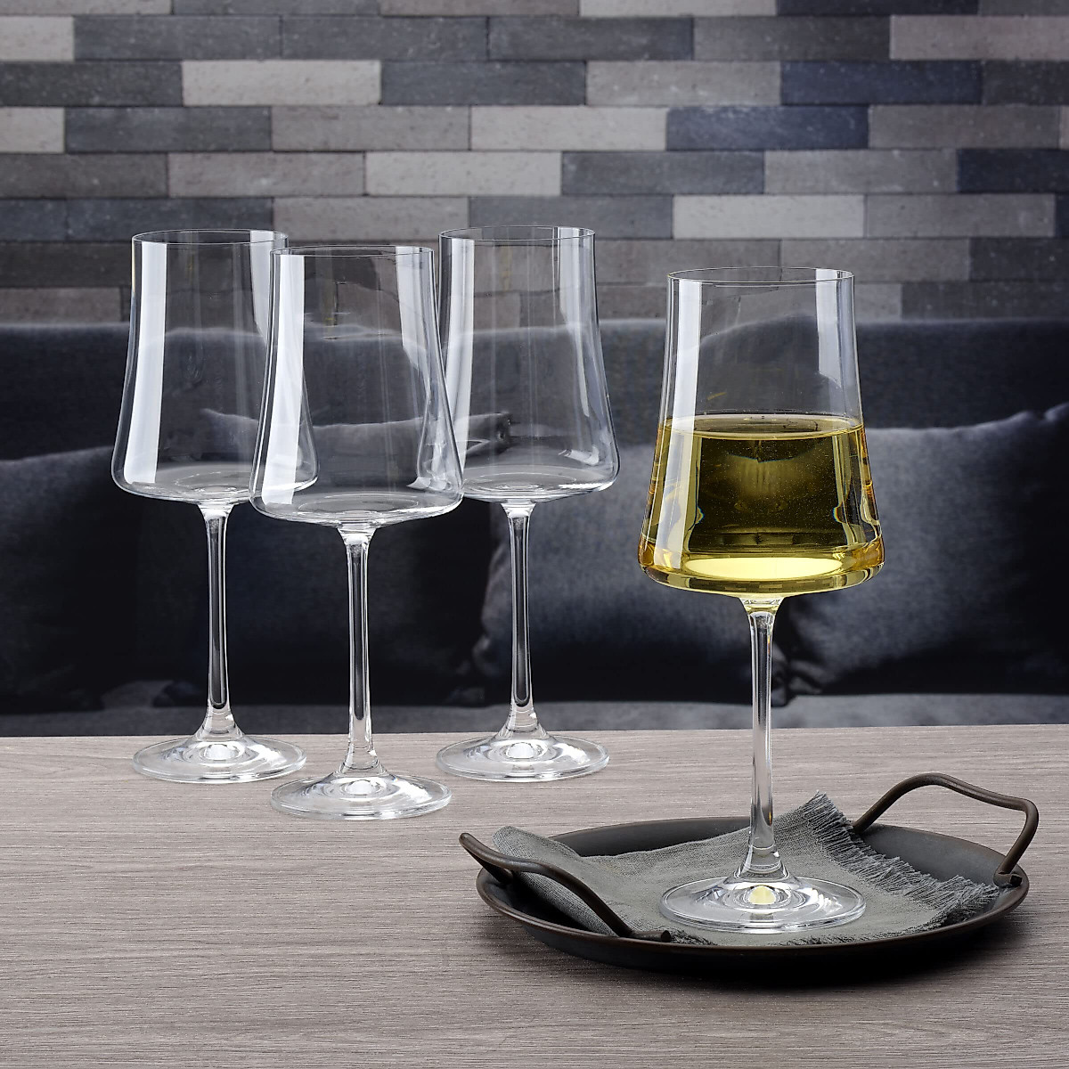 Mikasa Aline Set of 4 White Wine Glasses, 16-Ounce, Clear