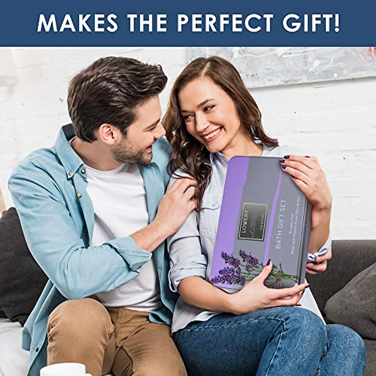 Birthday Gifts Jasmine Lavender Bath and Body Gift Set, Luxury Bath Essentials with Shea Butter - Home Spa Kit - Dead Sea Mud Mask, Shower Gel, Body Lotion & Handmade Soap in an Elegant Tin Box