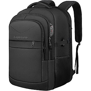 Lapsouno Backpack, Travel Backpack, Laptop Backpack, Durable Extra Large 17.3 Inch Water Resistant TSA Computer Backpack with USB, Anti Theft College School Bag Christmas Gifts for Men Women, Black