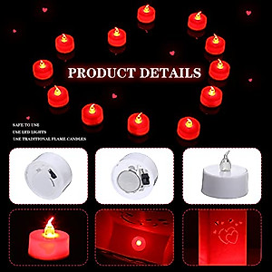 12 Pieces Luminary Paper Bags with 12 Pcs LED Flameless Candle Red Hearth Luminaries Paper Bags Flame Resistant Candle Bag for Valentine's Day Wedding Outdoor Party Home Decoration