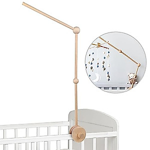 Crib Mobile Arm - Rotating Wooden Mobile Arm for Crib 28-33 inch Baby Mobile Hanger Nursery Mobile Stand for Crib (PZARM001) (zhijia) (Log Color)