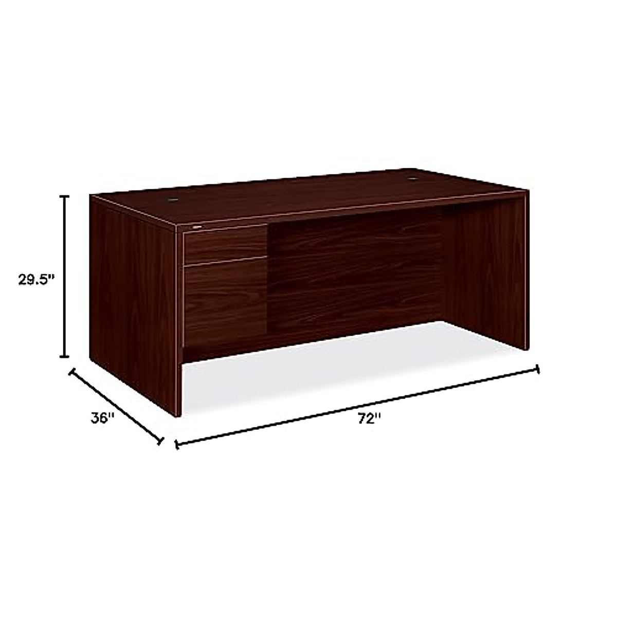 HON 10586LNN 10500 Series Large "L" or "U" 3/4-Height Ped Desk, 72w x 36d, Mahogany