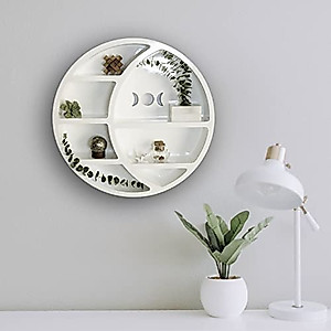 bUnusual High Gloss Heavy Duty White Moon Shelf for Crystals or Collectibles Large 16" Moon Shelf with Lacquer High Gloss Finish and Rounded Edges