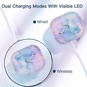 OLEBAND Airpod 3rd Generation Case(2021) with Pattern,Hard Cover,Anti-Slip Case,Compatible for Apple Air pod Case 3rd Gen,for Women and Girls,Watercolor Marble