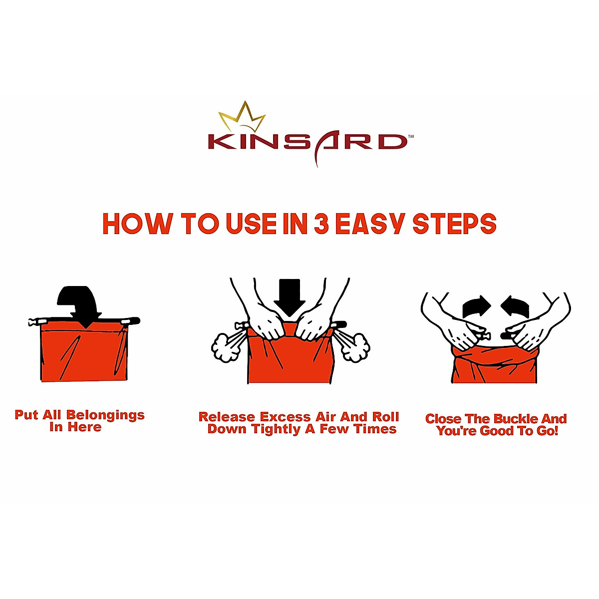 Kinsard Waterproof Dry Bags, Roll Top Sack, With Zipper, Side Pockets, and Adjustable Straps-Protects Valueables and All Gear, For Kayaking, Boating, Beach, Hiking, 10 Liter Dry Bag(Orange)