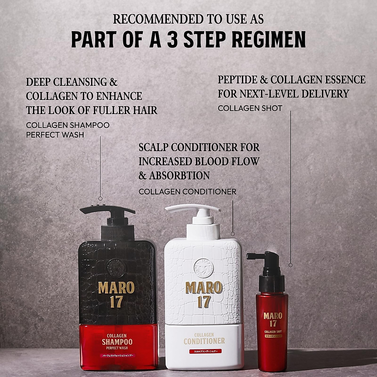 ＭＡＲＯ１７ MARO17 Collagen Shampoo Perfect Wash - Mens Shampoo for Hair Growth and Volume - Cleanses Dirt and Unnecessary Sebum - Sulfate Free + DHT Blocker and Collagen for Thicker Hair - Gifts for Men