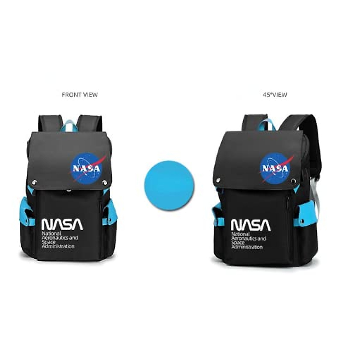 MOUNSHET NASA backpack logo astronaut USB charging + headphone hole casual bag unisex travel bag large capacity laptop bag (blue,18.9? X13.4?X 8.37")