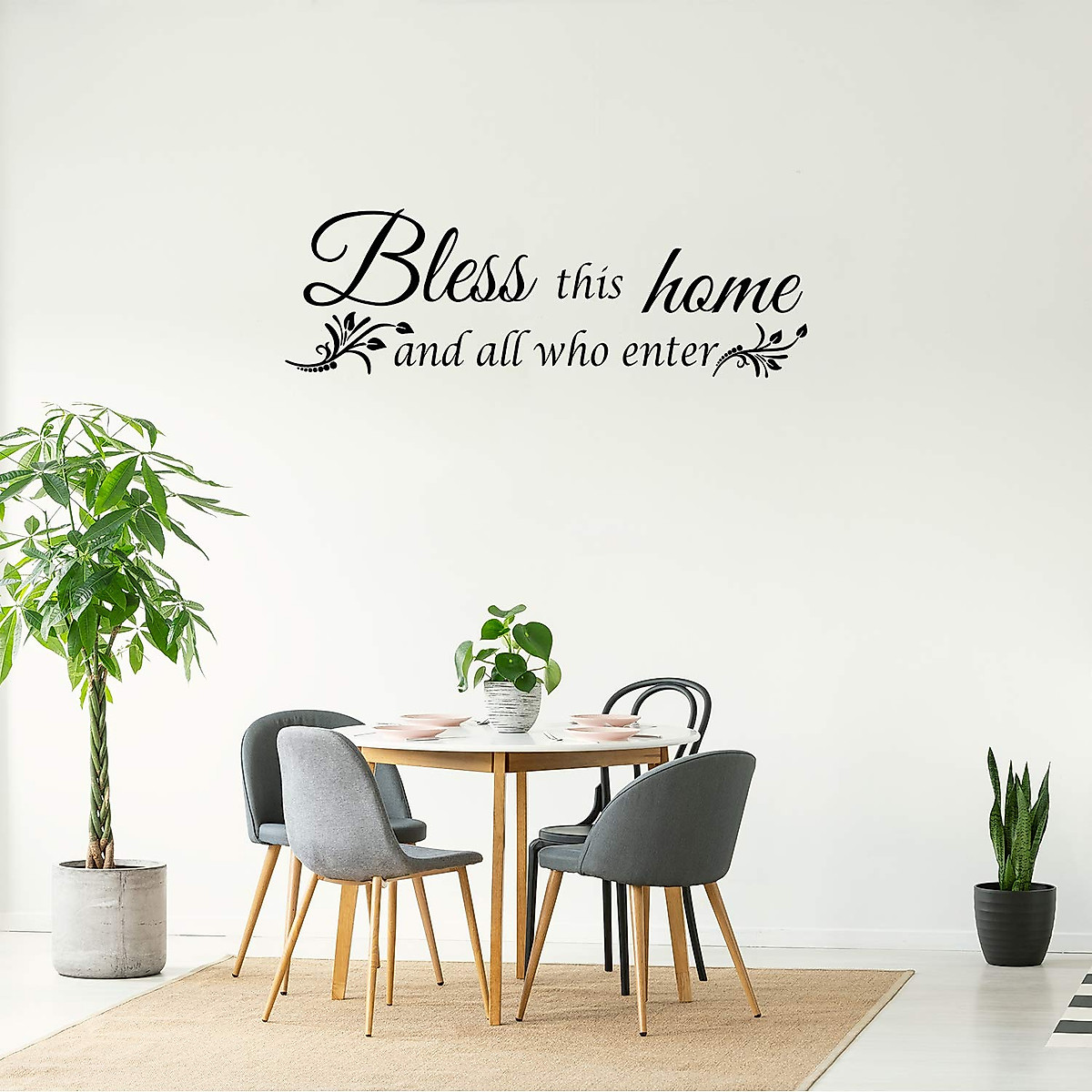 2 Sheets Bless This Home Kitchen Wall Decor Decals The Kitchen Quote and Wall Stickers All Who Enter Kitchen Vinyl Wall Quote Art Dining Entryway and Living Room Wall Decal Decor, 12 x 35.4 Inch