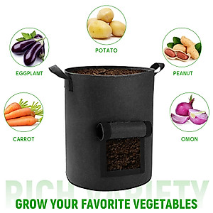 Lyincat 4 Pack 10 Gallon Potato Grow Bags with Flap and Handles, Heavy Duty Fabric Pots for Planting Potato,Carrots