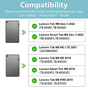 ProCase for Lenovo 8.0 Inch Tab M8 Gen 3 2022/ Smart Tab M8 Gen 3 2022/Tab M8 HD LTE 2021/ Tab M8 HD/Smart Tab M8/Tab M8 FHD 2019, Slim Hard Shell Protective Cover for Lenovo M8 8" Tablet -Black