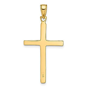 14k Yellow Gold Finish Accent Stick Cross Religious Pendant Charm Necklace Latin Fine Jewelry For Women Gifts For Her