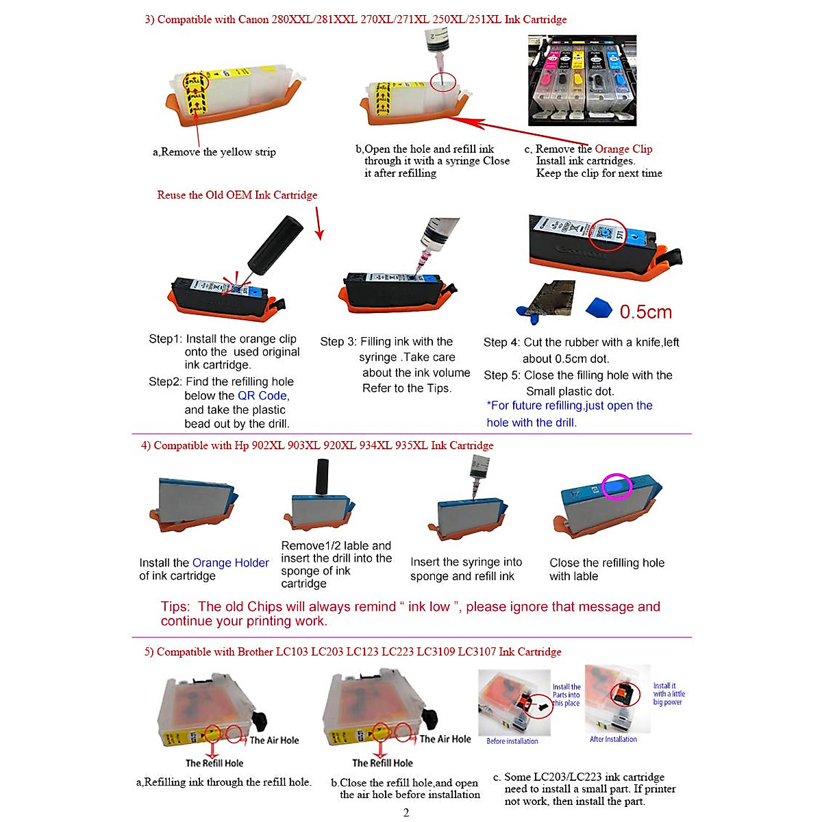 F-ink 5 Colors Empty Refillable Ink Cartridges Replacement for Canon 280XXL 281XXL PGI-280XXL CLI-281XXL for Pixma TR8620 TR8622 TS6220 TR8520 TS9520 TS6120 TR7520 TS9521C TS6320 TS702 Printer