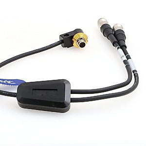 Eonvic Hirose 20 Pin Male Right Angle to 20 Pin Female Zoom and Focus Control Cable for Canon CN-E 18-80mm and 70-200mm Lenses (50CM)