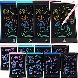 12 Pcs LCD Writing Tablet 8.5 Inch Colorful Drawing Pad for Kids Reusable Electronic Doodle Board Drawing Tablet Educational Learning Toys Gift for Girl Boy Age 3 4 5 6 7 8 Toddler Office School Home