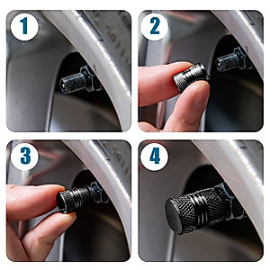 Tire Valve Stem Caps for Car Tires Air Caps Cover 8 Pack Corrosion Resistant Premium Alloy Leak-Proof Universal for SUV Truck Motorcycle Bike Black