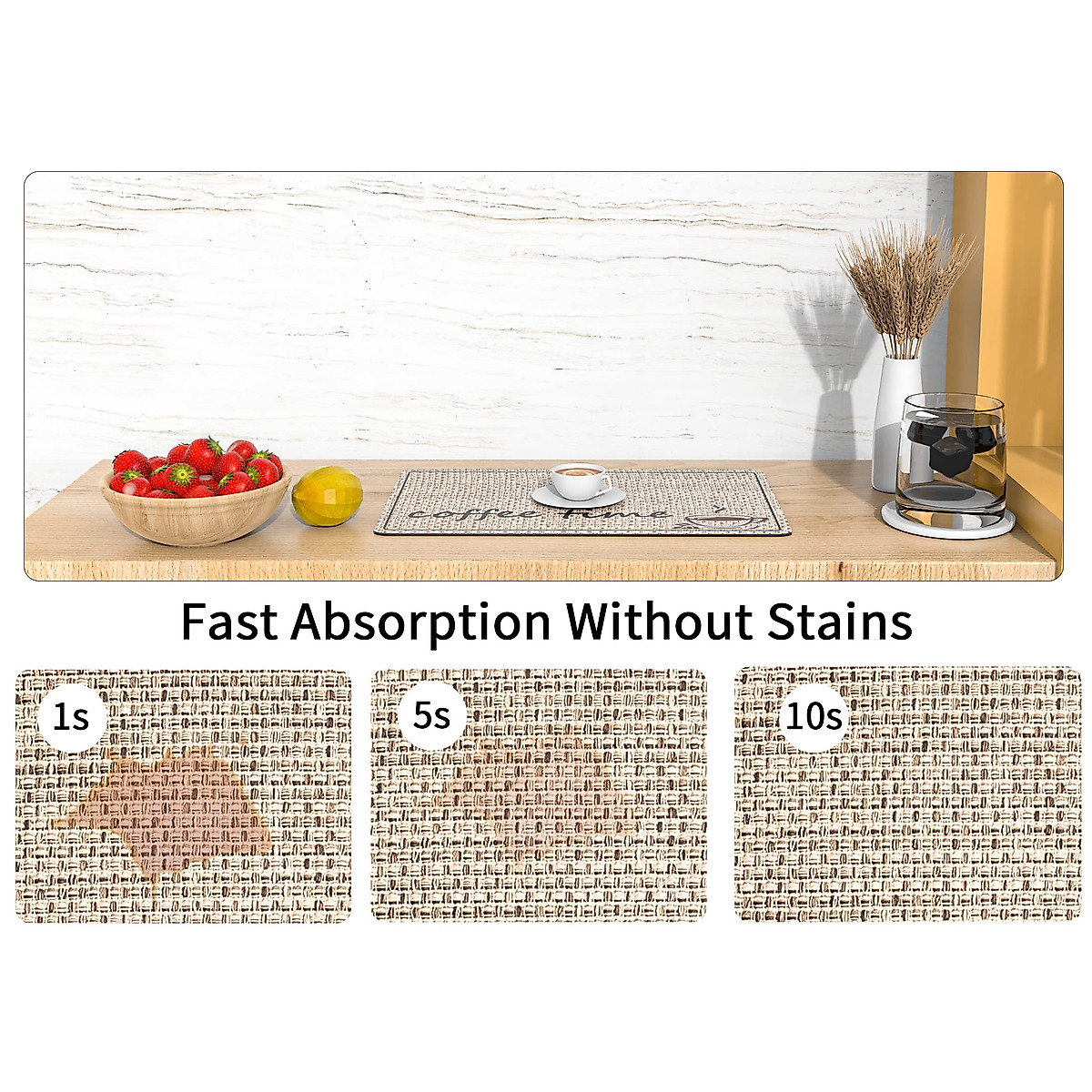 Herda Coffee Machine Mat, 22 * 14in Large Absorbent Coffee Bar Mat Quick Drying | No-Slip | Spill-Proof Coffee Bar Accessories for Espresso Machine Coffee Maker Coffee Pots on Kitchen Countertop