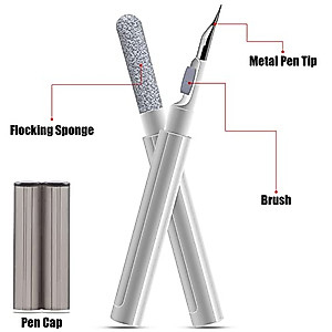 Cleaning Pen for Airpods, [3-in-1] ELECGO Multi-Function Cleaner Kit Cleaning Pen with Soft Brush Flocking Sponge, Cleaning Tools for Bluetooth Earphones Case, Phone, Laptop, Lego