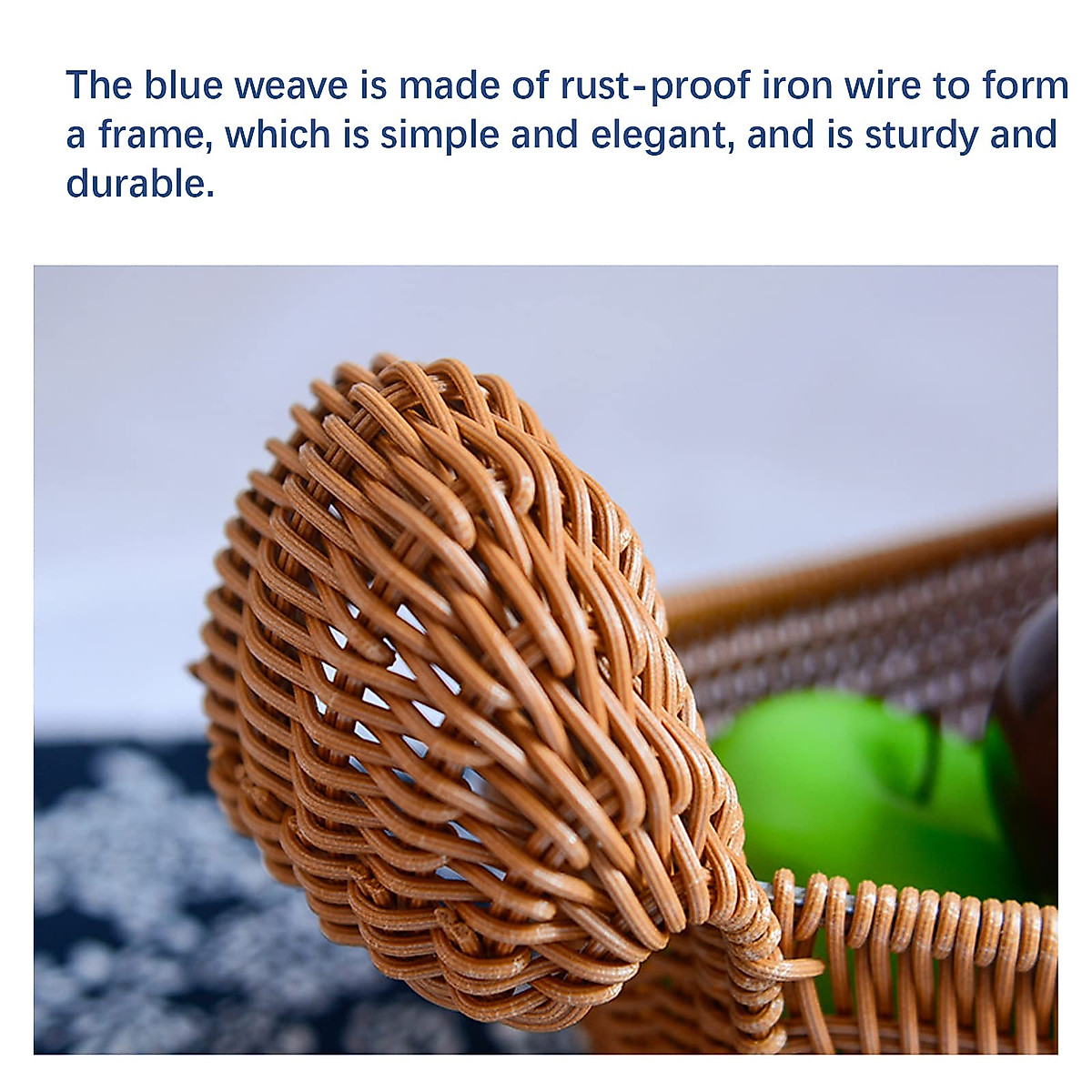 Mokylor Rattan Woven Fruit Basket, 26 x 22 x 14 cm Squirrel Shape Woven Wicker Baskets, Creative Weaving Storage Container Vegetable Basket Tray for Laundry, Picnic and Decoration (L)