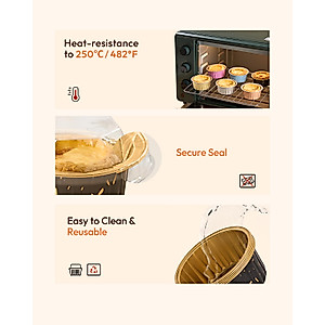 Disposable Ramekins with Lids - Katbite 60 Pack 5oz Aluminum Foil Cupcake Baking Cups, Muffin Tins for Creme Brulee, Desserts, Baking - Black