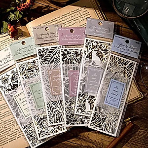 Creative Hollow Paper Bookmark, Chinese Retro Style Hollow Bookmark for Art Craft/DIY Photo Album/Notebook/Gifts/School Supplies(B)