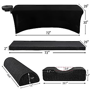 HOMBYS 4 Piece Set Lash Bed Linen for Massage Table, Memory Foam Lash Bed Topper and Neck Pillow and Leg Pillow and Table Cover for Lash Bed, 4 Lash Extension Set All in A Bag