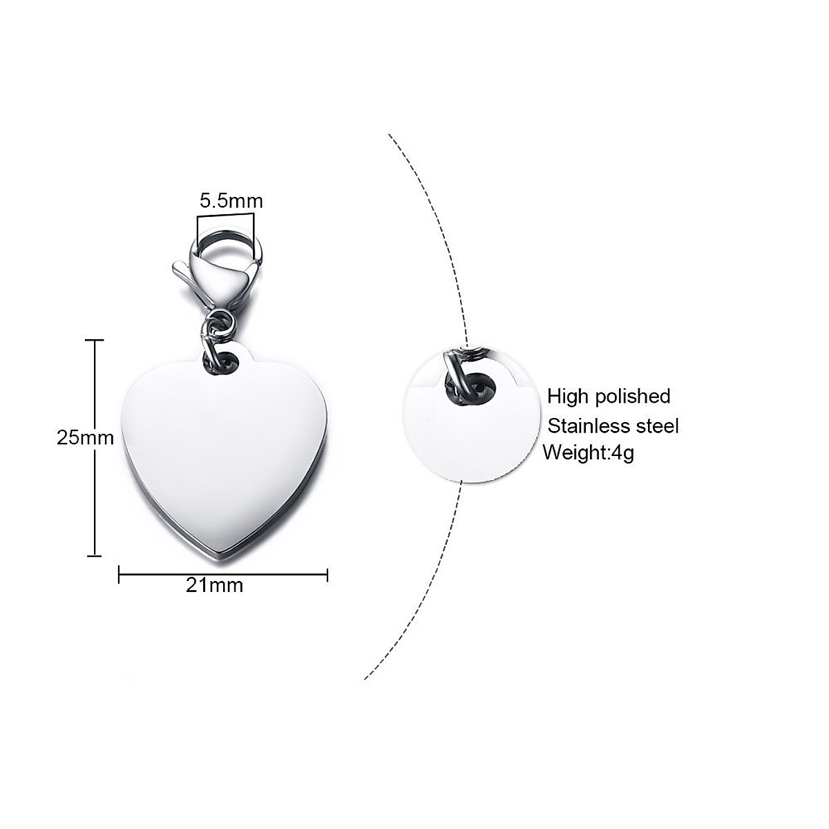 VNOX Customize Keychain-Stainless Steel Heart Shape ID Tag Keychain for Mon Daughter Sister,Charm for Bracelet Handmade Jewelry