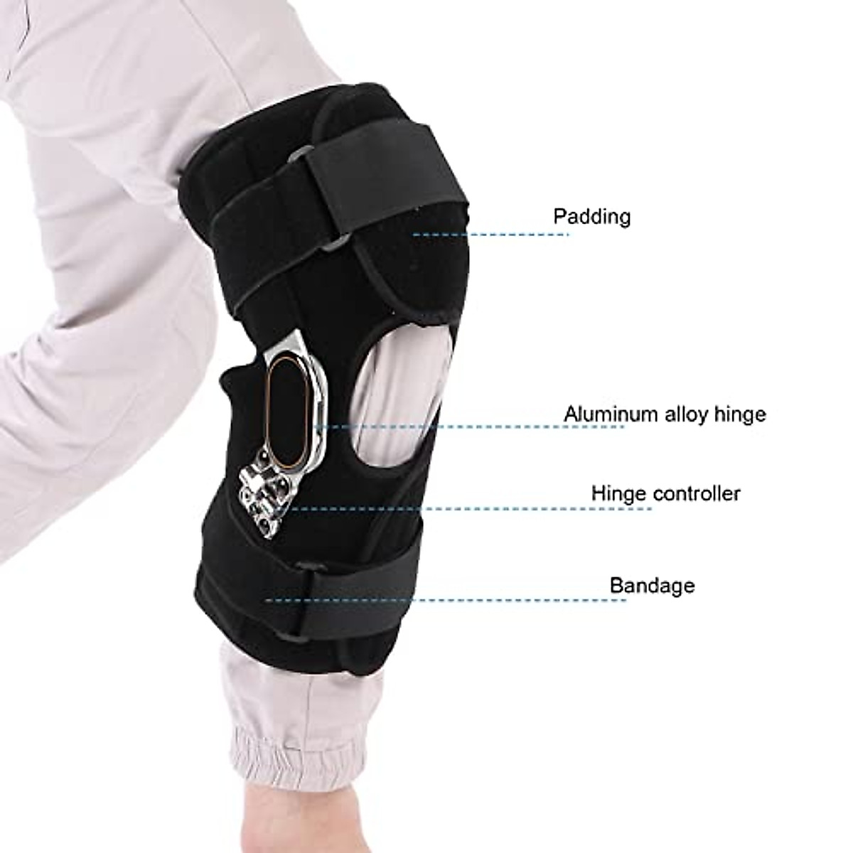 Jiawu Knee Immobilizer, Superior Rehabilitation Support Lightweight Knee Brace for Instabilities for Meniscus Injury for Ligament(Right leg, M)