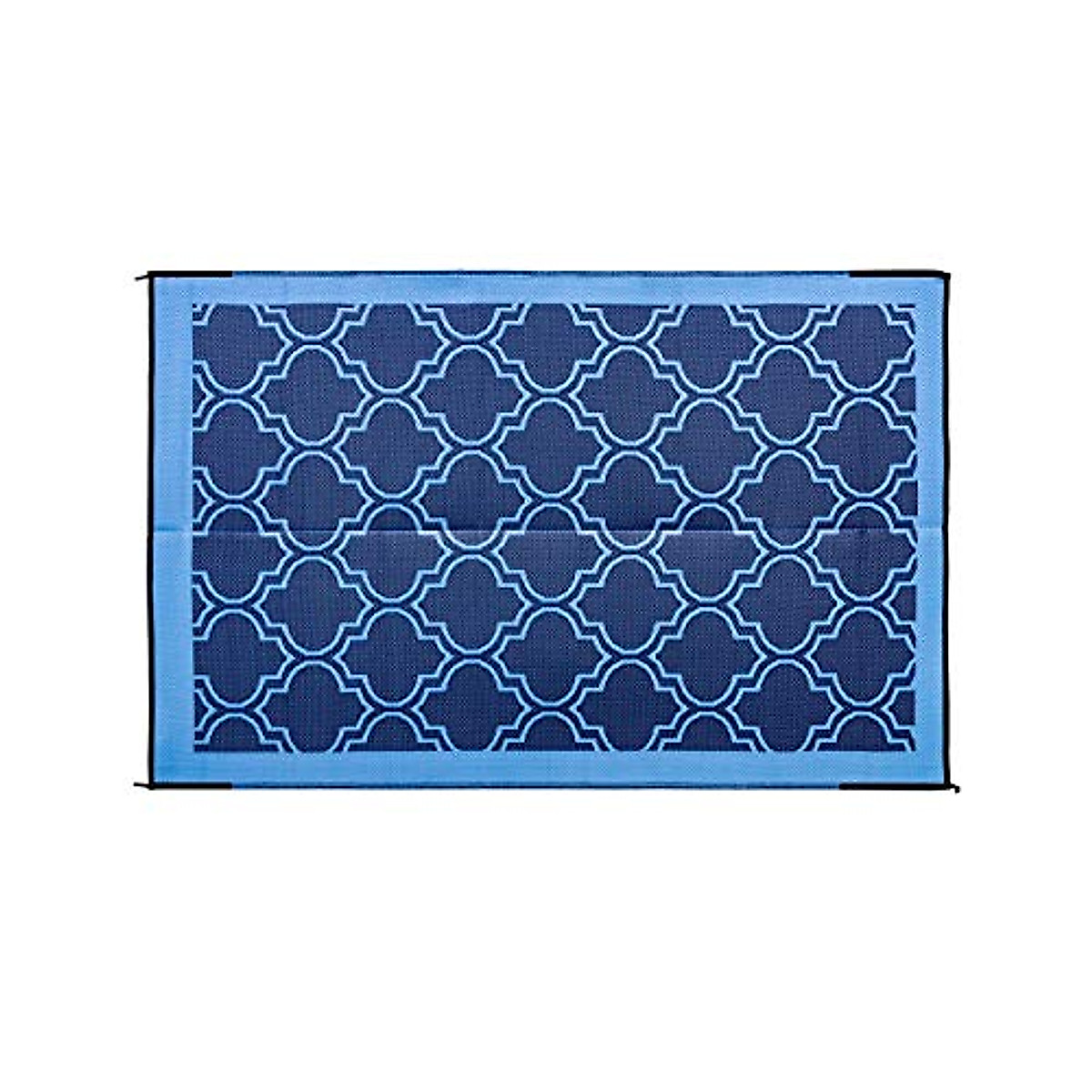 Camco 42876 6 x 9 Foot Reversible Blue Lattice Design Breathable Washable Portable Outdoor UV Coated Patio Mat Pad for Picnics, Camping, RV, Tiny Home