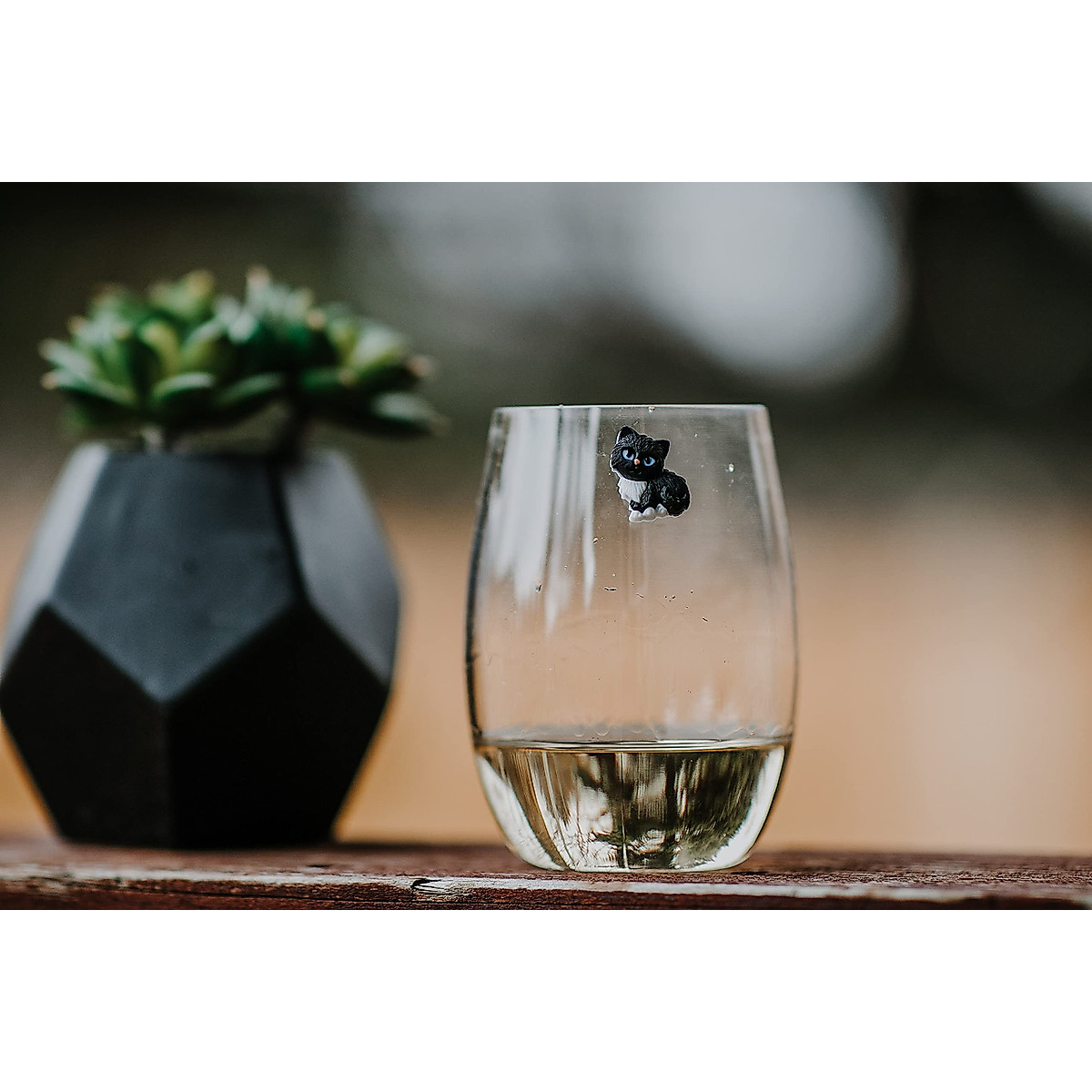 Simply Charmed Cat Wine Charms or Drink Glass Markers - Magnetic - Great Birthday or Hostess Gift for Cat Lovers - Set of 6 Cute Kitty Glass Identifiers