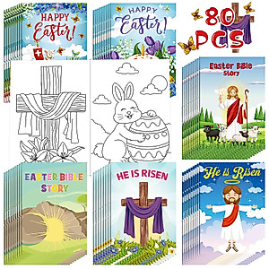 Yexiya Easter Bible Coloring Books Christian Coloring Book Bulk Bible Stories to Color Religious Coloring Books for Easter Party Favors Basket Stuffers Class Activity Supplies(40 Pcs)