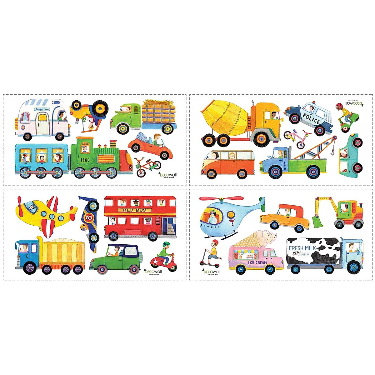 DECOWALL DW-1405 The Transports Kids Wall Stickers Wall Decals Peel and Stick Removable Wall Stickers for Kids Nursery Bedroom Living Room d?cor
