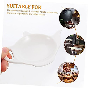 FUOYLOO 2pcs Ceramic Tea Bag Saucer Tea Bag Resting Caddy Ceramic Tea Bag Holders Tea Bag Organizer Coffee Tray Tea Pots Decorative Mini Accessories Tea Bag Storage Sushi Soy Dipping Bowls