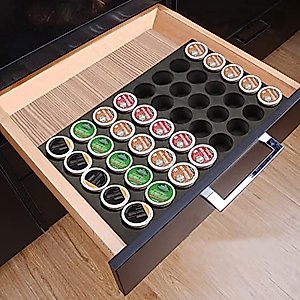 Coffee Pod Holder Compatible with KCup Keurig Pods Coffee Holder Drawer Organizer Tray for Kitchen Office Home Holds 40 Coffee Pods (16.5” X 11”)